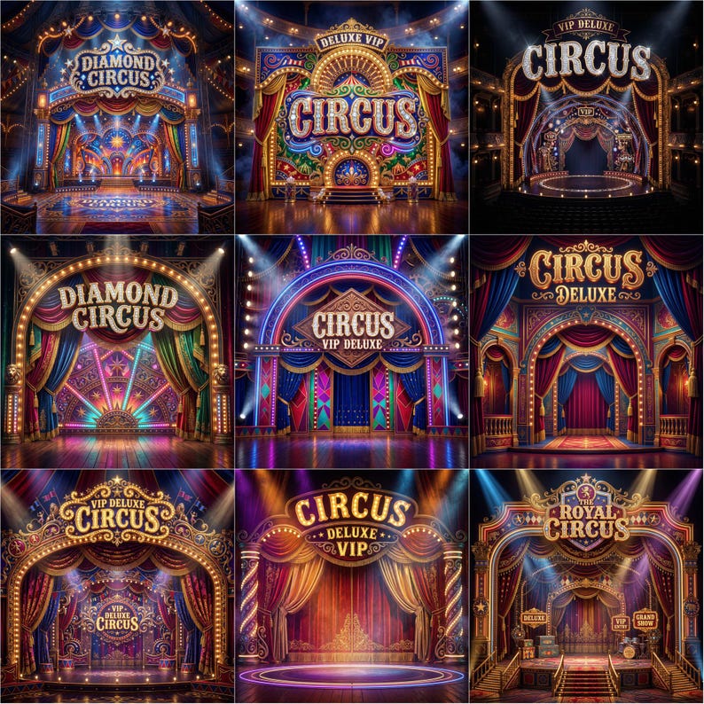 Circus Backdrop Bundle | Deluxe Carnival Party Backgrounds | Circus ...