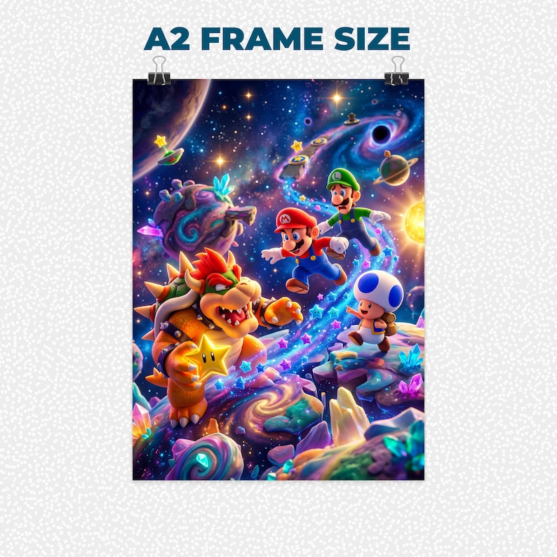 4x Super Mario Galaxy Poster Bundle | Space Gaming Prints | Kids Room ...