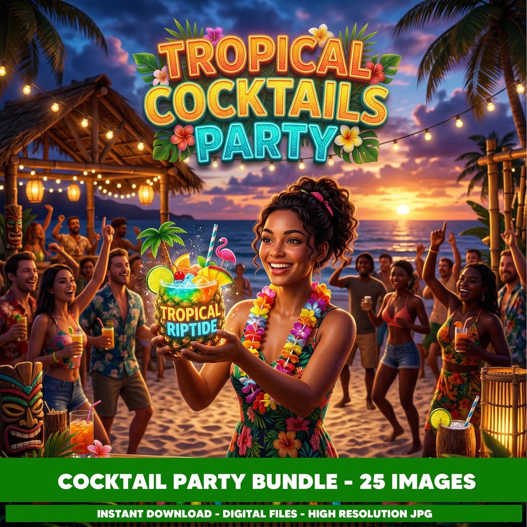 25x Cocktail Backdrop Bundle for Tropical and Summer Related Parties ...