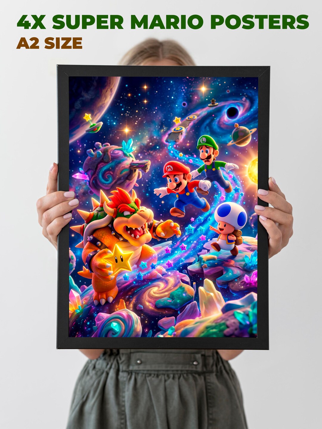 4x Super Mario Galaxy Poster Bundle | Space Gaming Prints | Kids Room ...