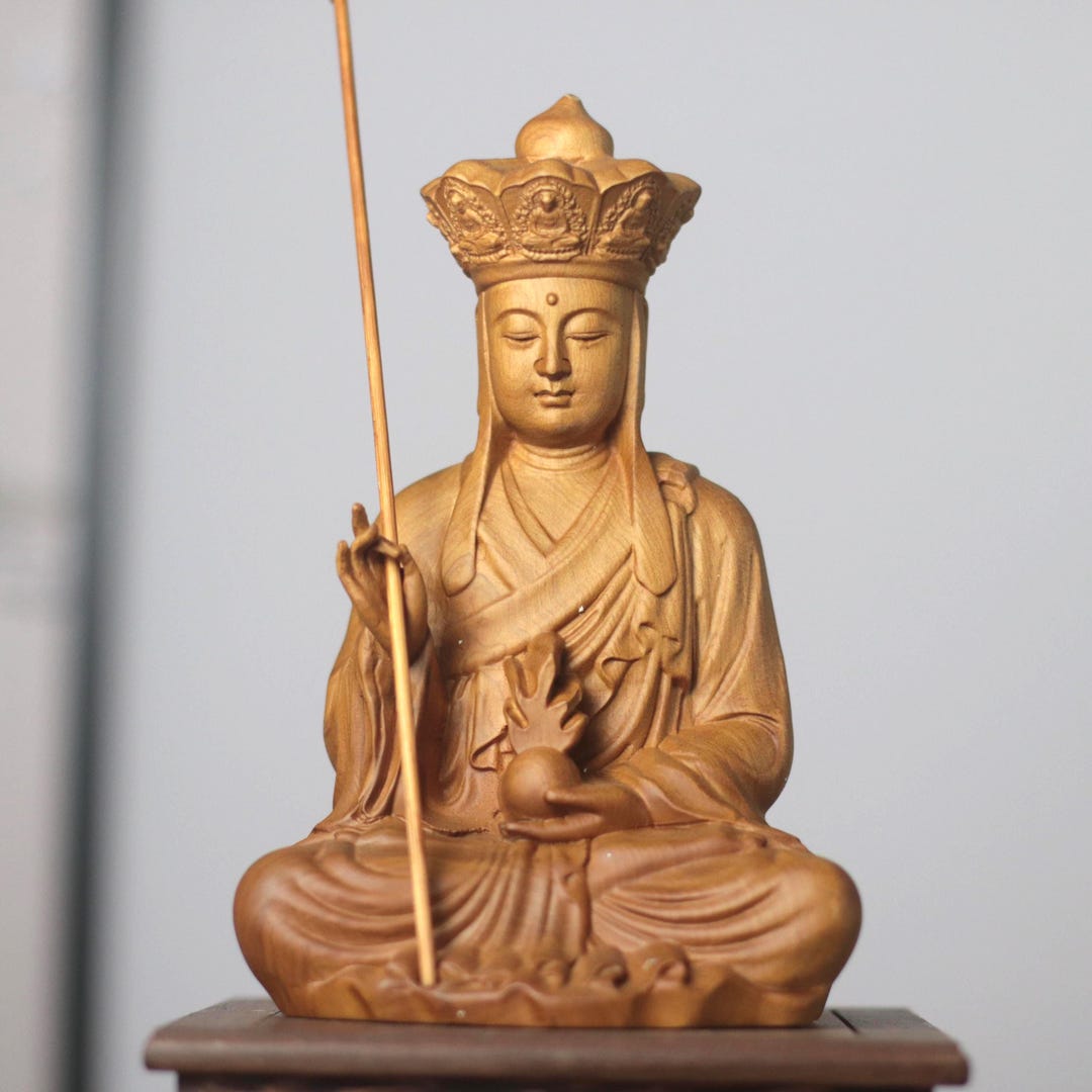 Hand Carved Ksitigarbha Bodhisattva Statue, Healing Dizang or Tangseng ...