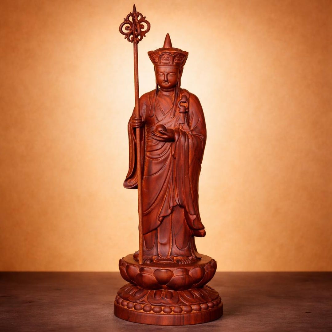 Wooden Ksitigarbha Bodhisattva Statue, Healing Dizang or Tangseng ...