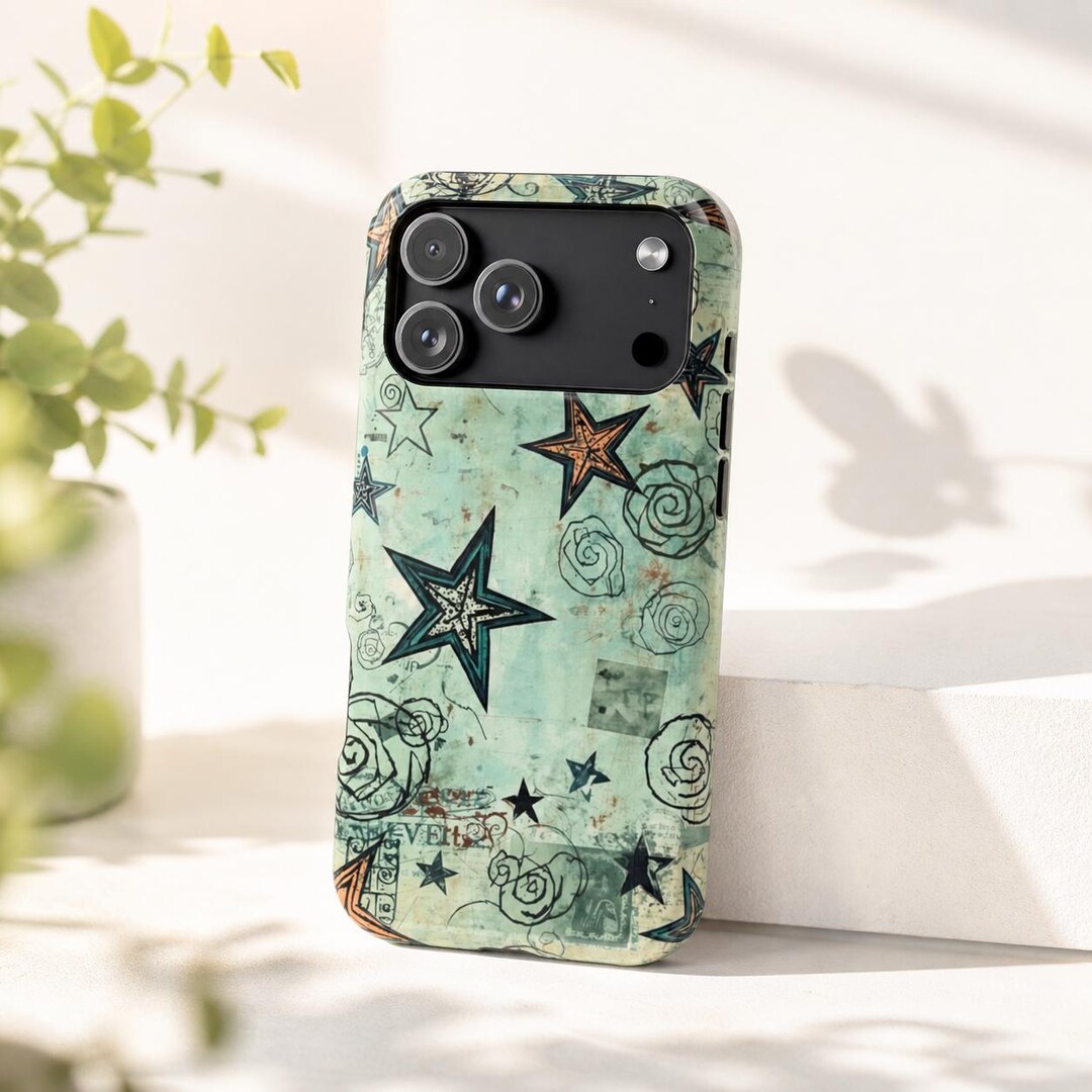 Vintage Star Sketch Phone Case, Retro Grunge Protective Cover (iphone ...