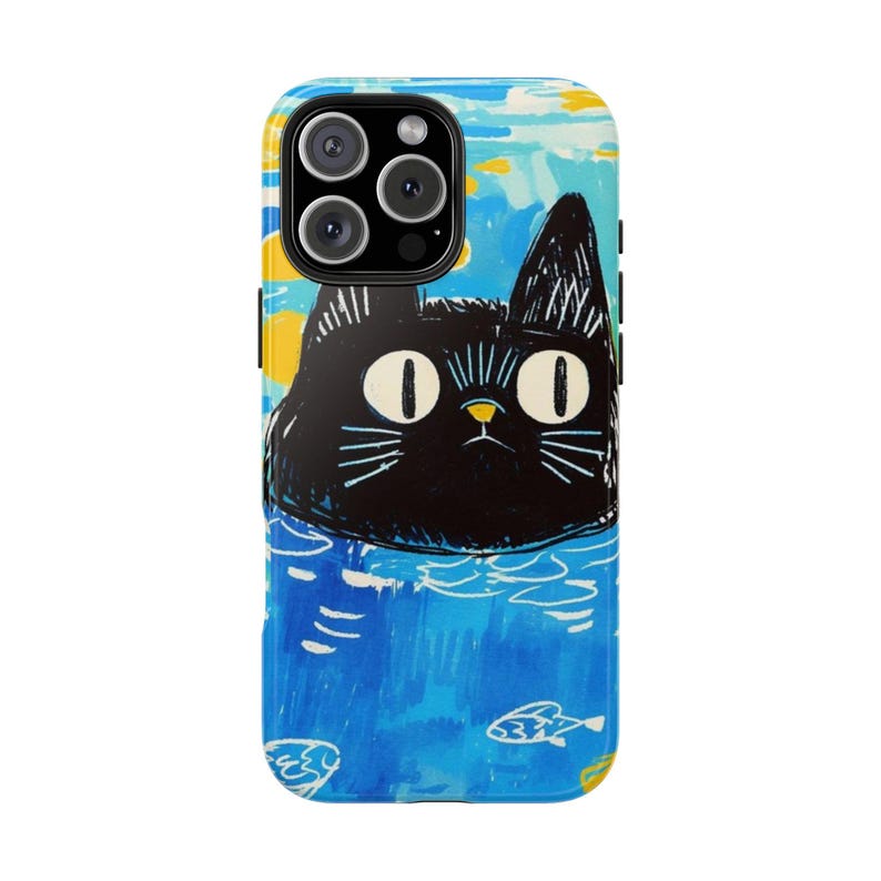 Retro Van Gogh Cat Meme Phone Case, Artistic Cat Lover Gift Cover - Etsy