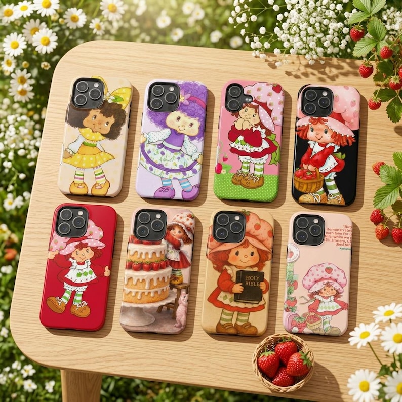Vintage Strawberry Girl Tough Phone Case for iPhone Samsung, Retro ...