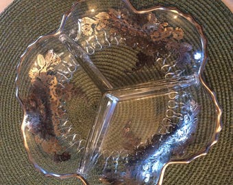 Silver overlay dish | Etsy