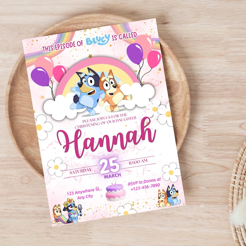 Bluey Birthday Invitation Bing Birthday Invitation Editable Bluey and ...