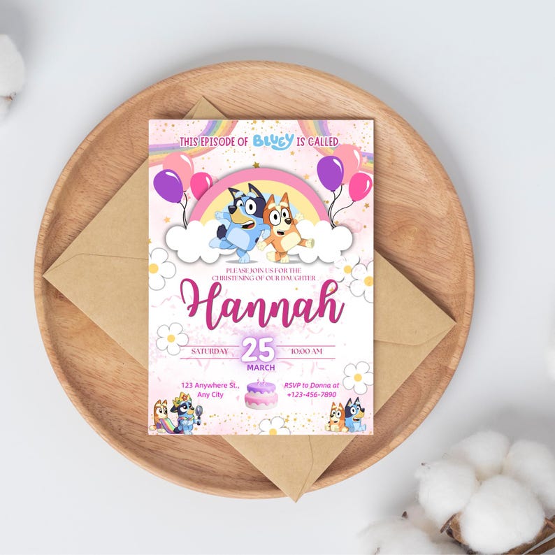 Bluey Birthday Invitation Bing Birthday Invitation Editable Bluey and ...
