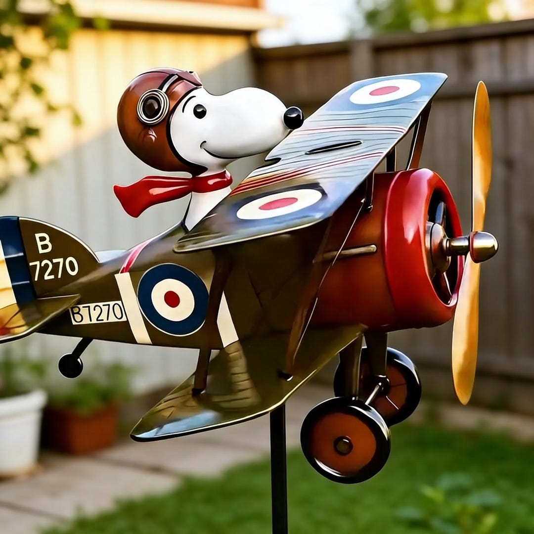 Snoopy Flying Ace Biplane Metal Wind Spinner, Peanuts Garden Decor ...
