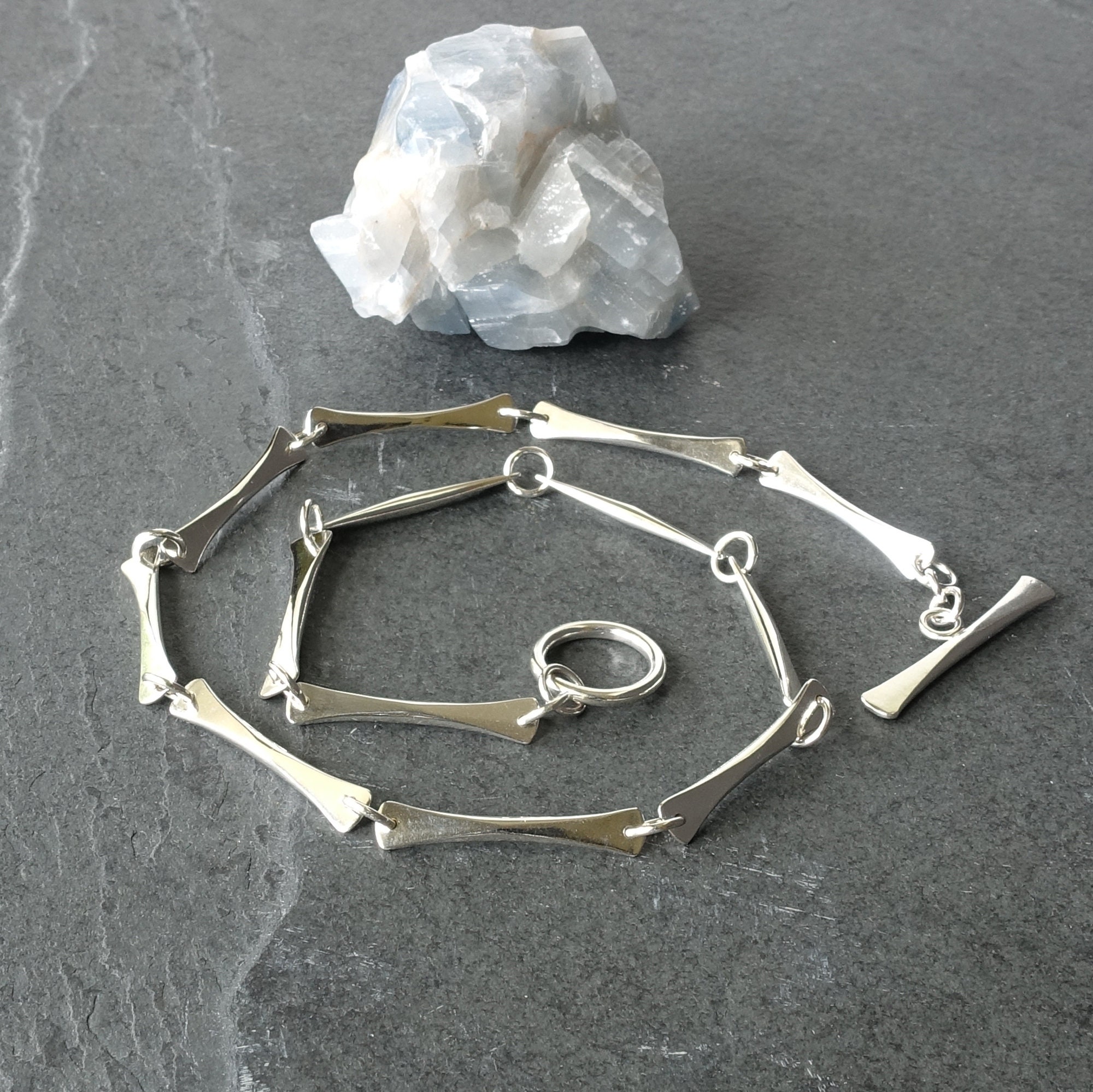 Modern Silver Bar Statement Necklace Hammered Silver Reed Bar - Etsy