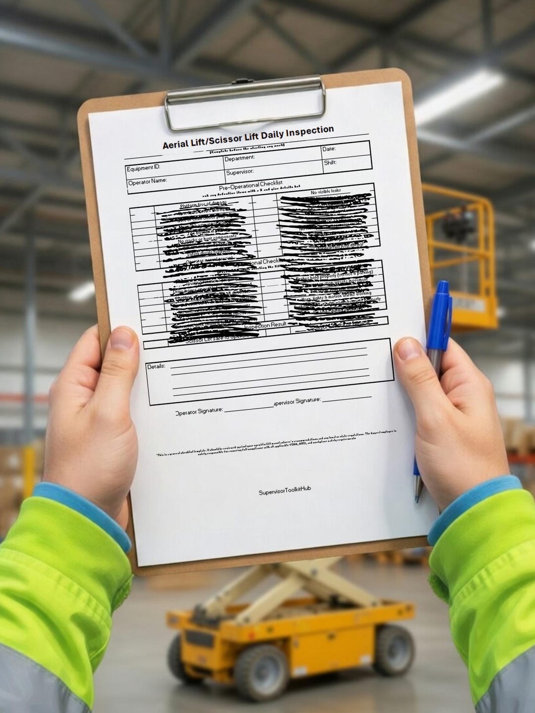 Scissor Lift Inspection Checklist PDF – OSHA Compliant – Aerial Work ...