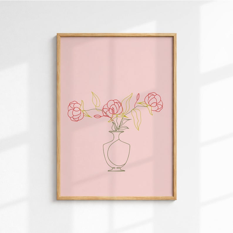 Rose Wall Art, Pressed Flower Art, Botanical Print, Home Decor (digital ...