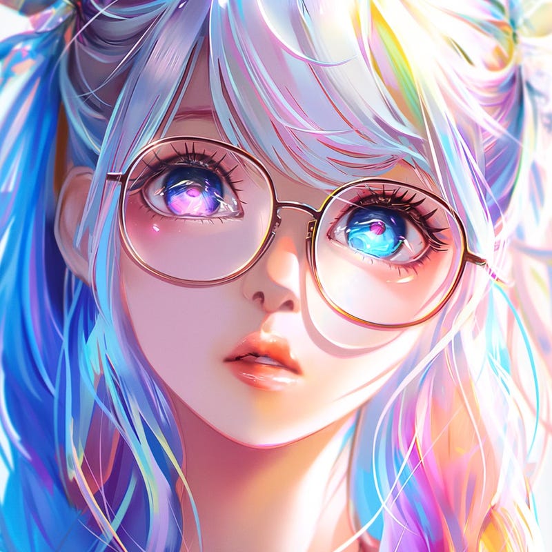 Rainbow Hair Anime Girl - Etsy