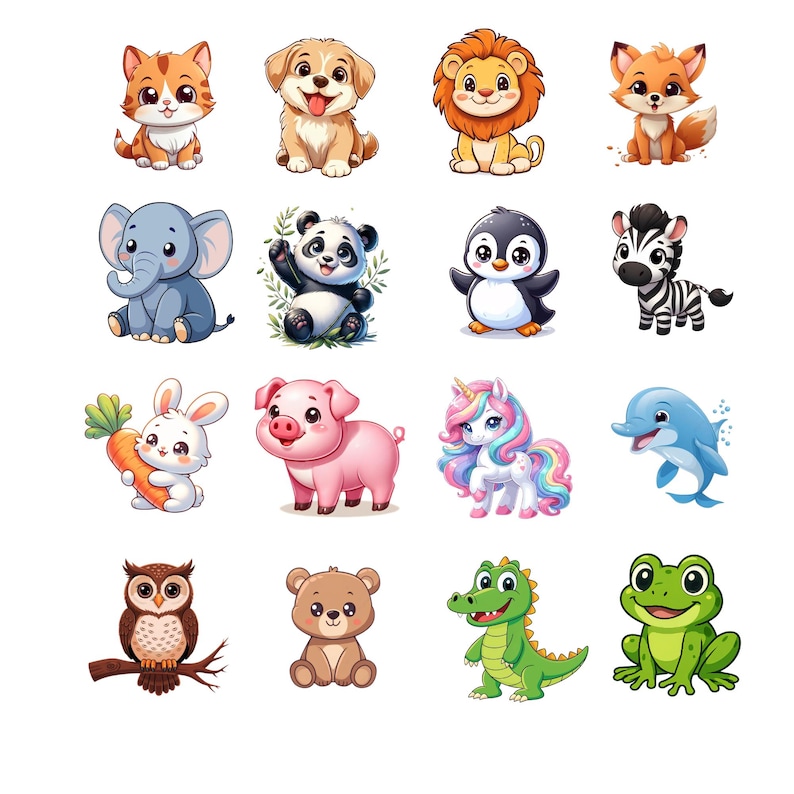 Adorable Animal World Clipart | Animal Clipart | Kawaii Animal | Animal ...