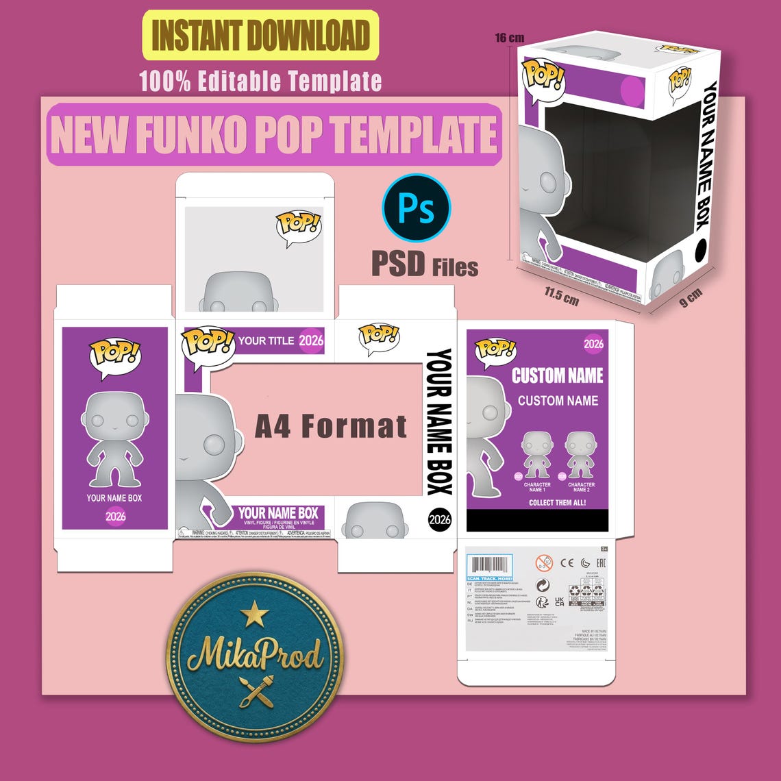 Formato de plantilla A4 / Caja de pop personalizada / 100 % editable ...