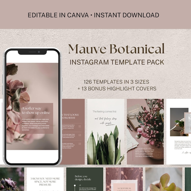 Mauve Instagram Template - Etsy