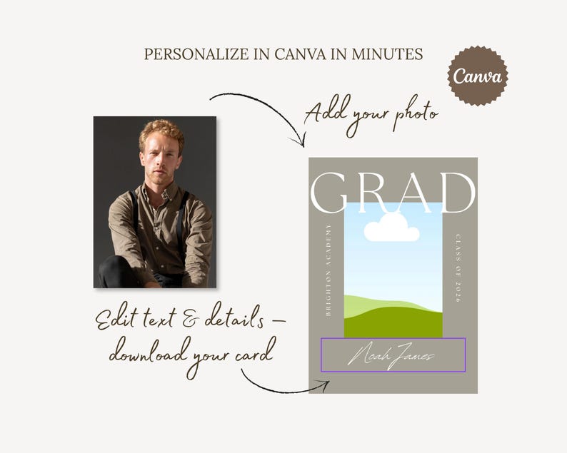 Senior Graduation Announcement Bundle, Class of 2026 Photo Card, Modern ...