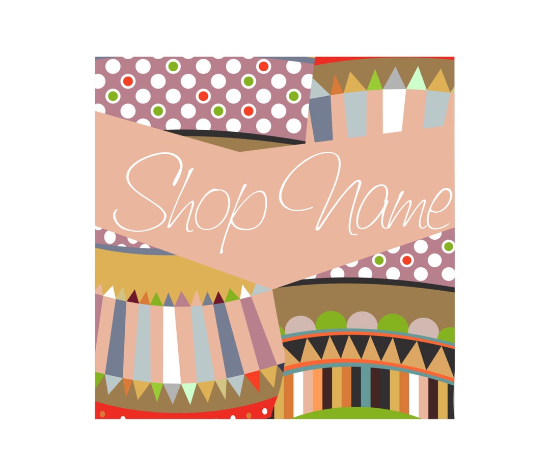Banner With Avatars Etsy Shop Banner Custom Set Geometric Quilt ...