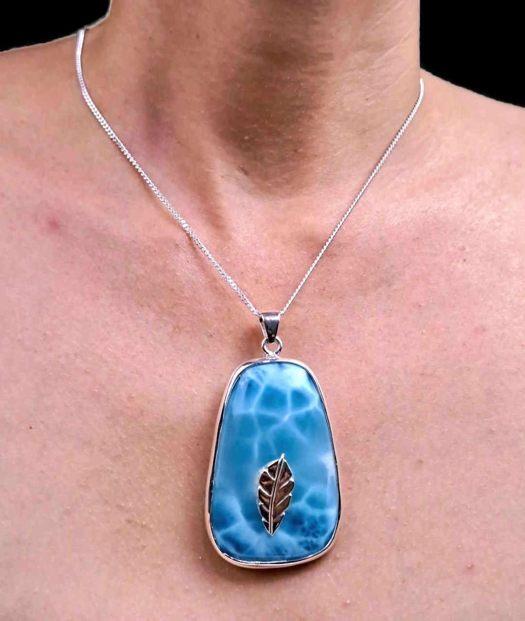 2.9 "in. Big Dominican Nice Deep Blue Larimar Stone Pendant Handmade - Etsy
