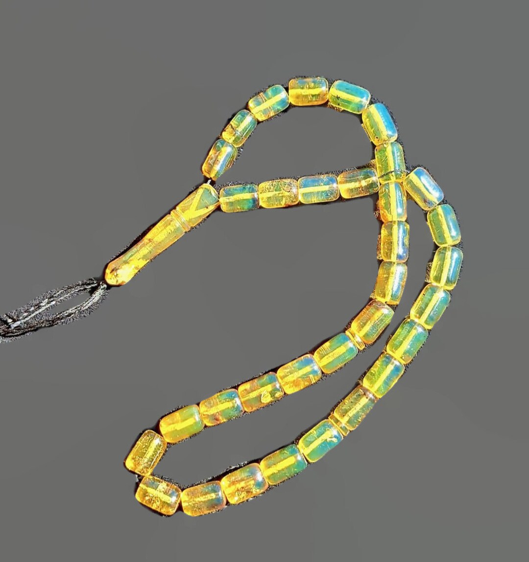 Beautiful Islamic Prayer Dominican Blue Amber Beads Misbaha 8 IN Strand ...