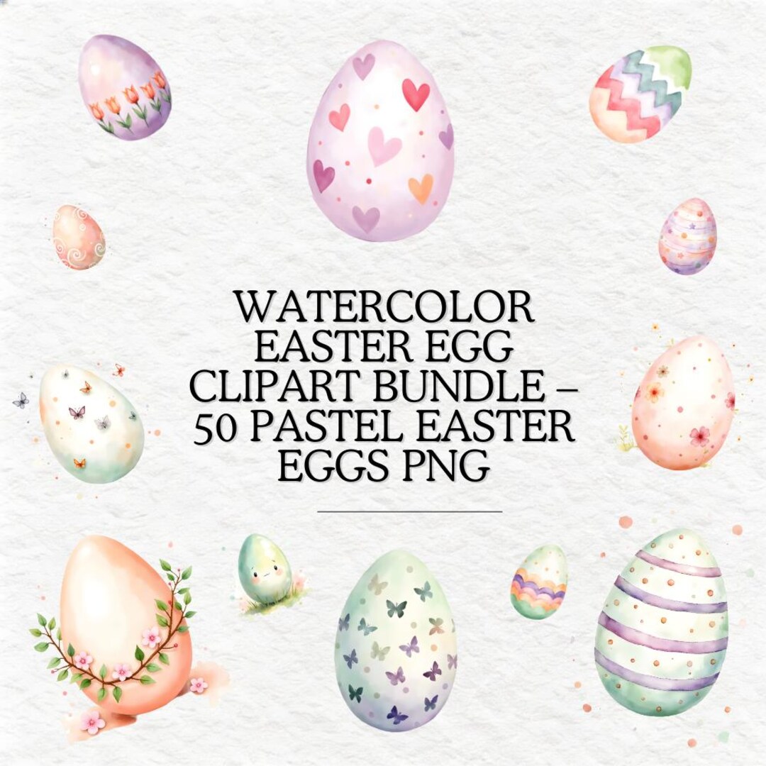 Watercolor Easter Egg Clipart Bundle, Pastel Spring Eggs PNG (digital ...