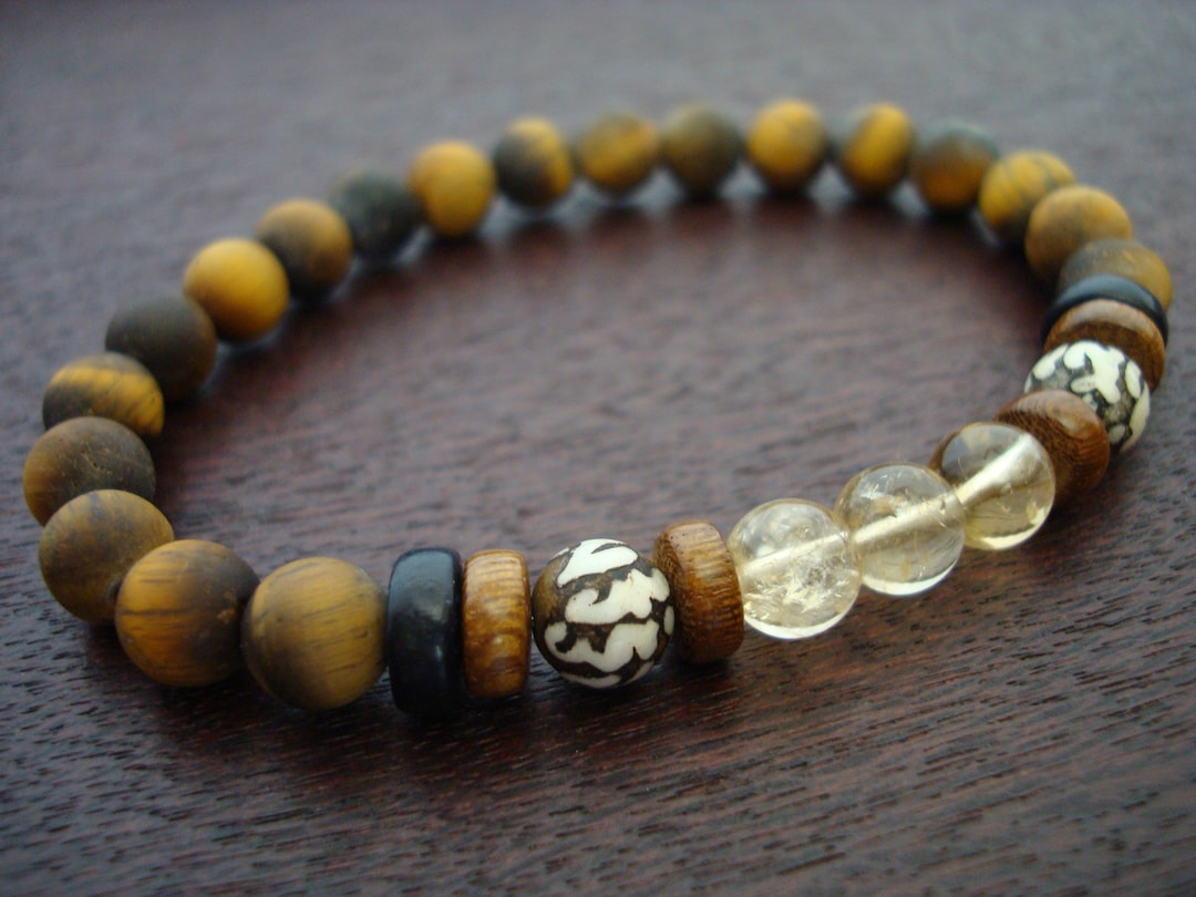 Men's Citrine Protection & Positivity Mala Bracelet // Citrine, Matte ...