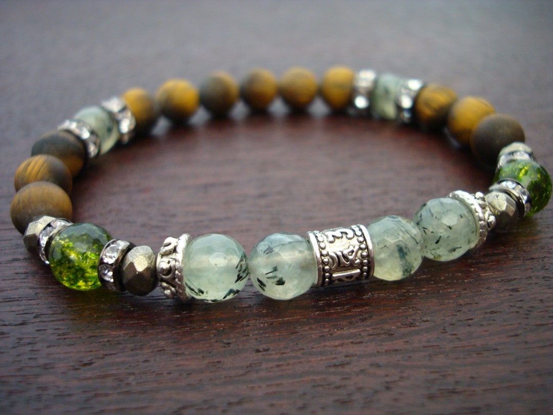 Women's Peridot & Prehnite Protection and Prosperity Mala Bracelet ...