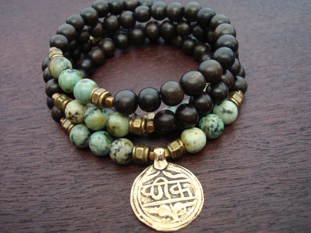 Men's African Turquoise Mala // Good Health Talisman Mala or Choose a ...