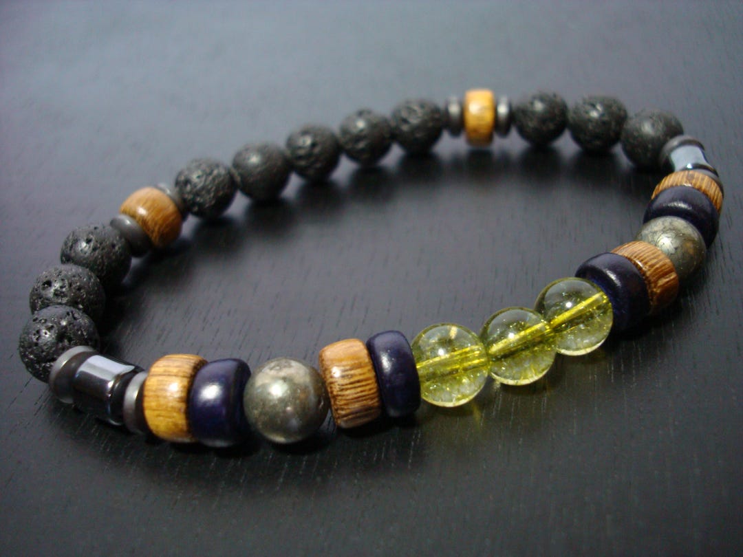 Men's ECO Peridot & Pyrite Mala Bracelet // August Leo Birthstone Mala ...