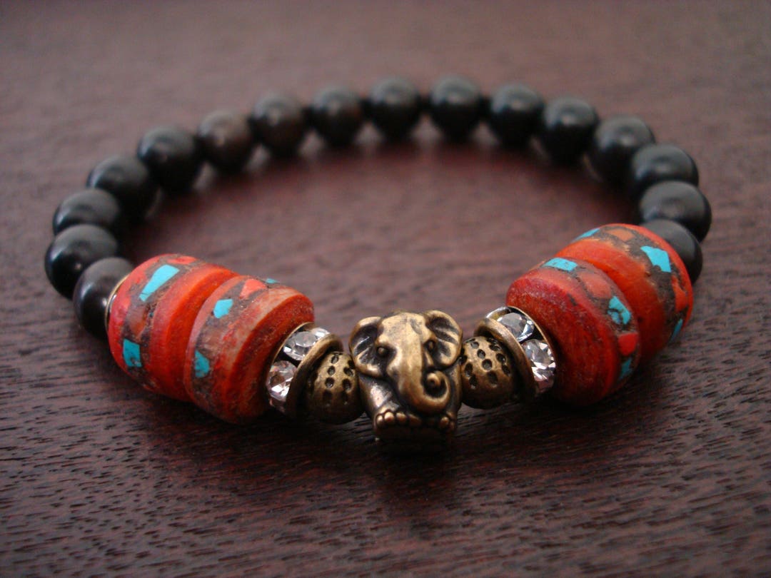 Women's Tibetan Tantric Elephant Mala Bracelet // Tibetan Turquoise ...