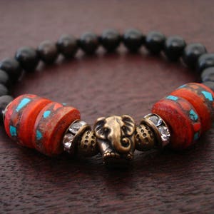 Women's Tibetan Tantric Elephant Mala Bracelet // Tibetan Turquoise ...