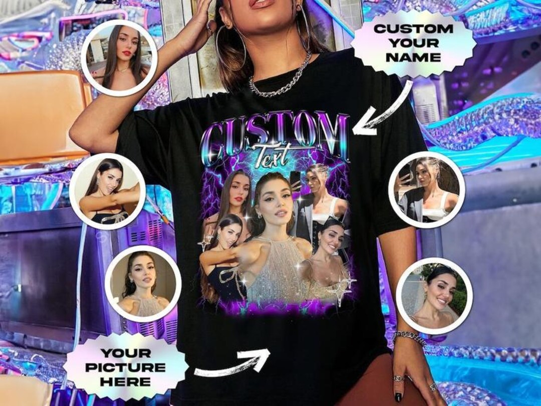 Custom Photo Bootleg Shirt | Purple Neon Bachelorette Party Tee - Etsy