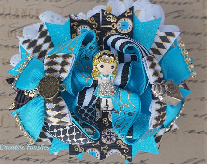 Alice in Wonderland Hair Bow, Alice Bow, Large Over the Top Bows, Hair ...