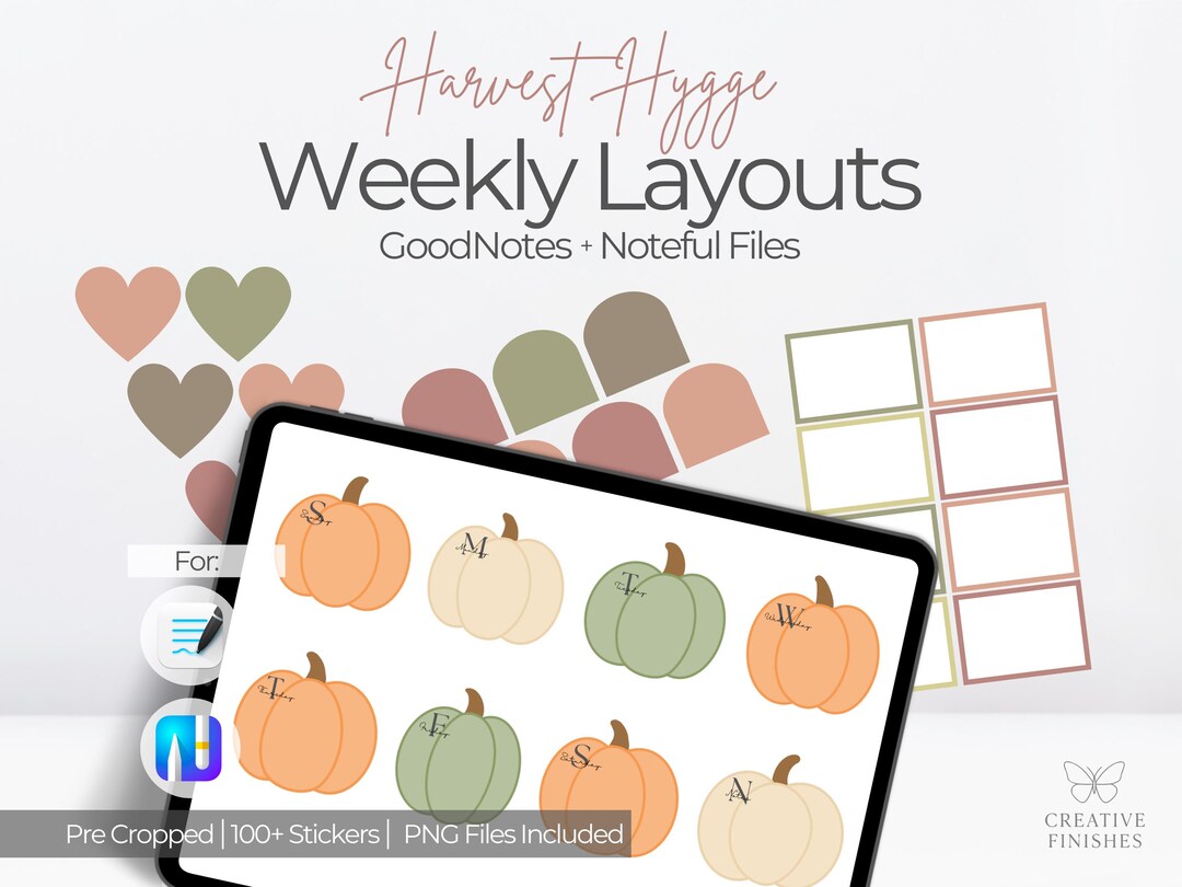 November Weekly Planner Inserts | Fall Layout Stickers for Goodnotes ...