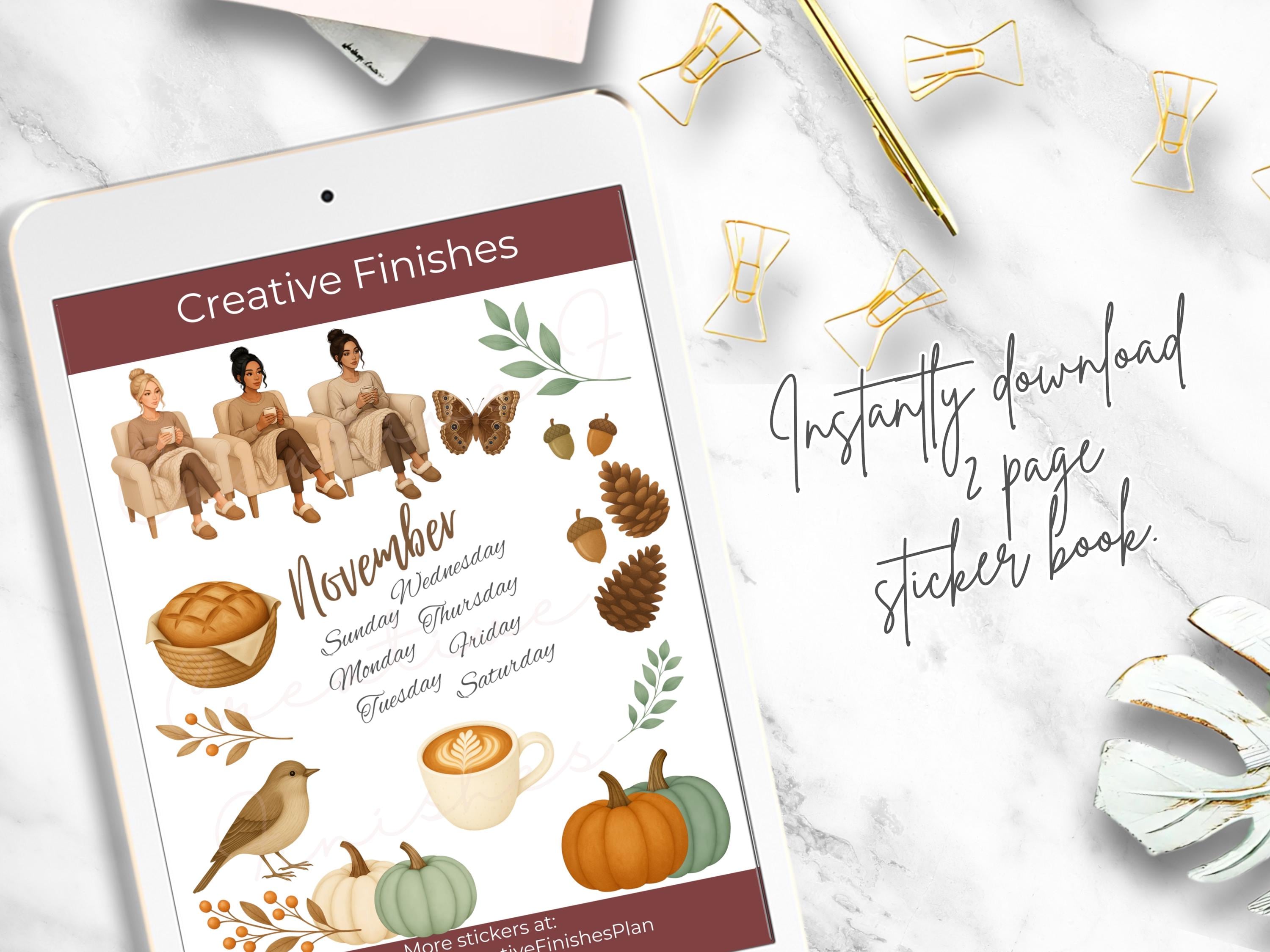 November Digital Planner Stickers for Goodnotes and Noteful | 2025 Fall ...