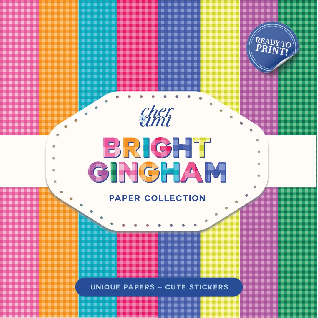 Gingham Paper Intense Colors Digital Kit, Gingham Scrapbooking Pictures ...