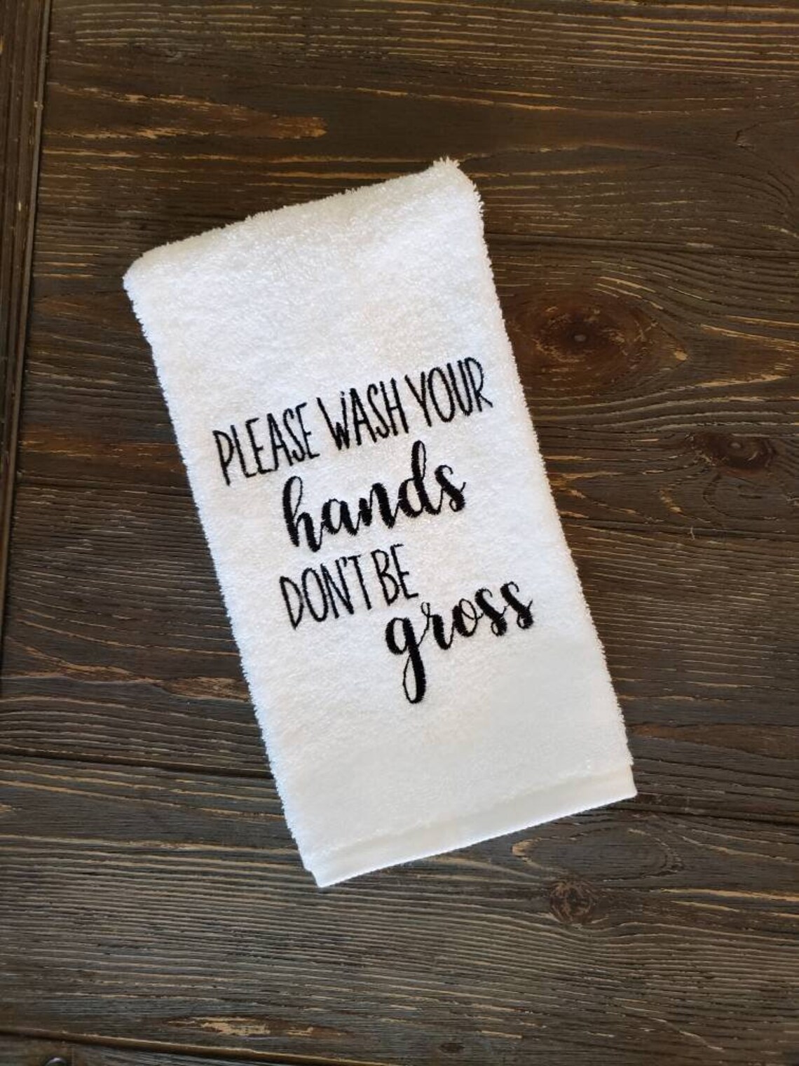 Embroidered Bathroom Hand Towel Please Wash Your Hands - Etsy