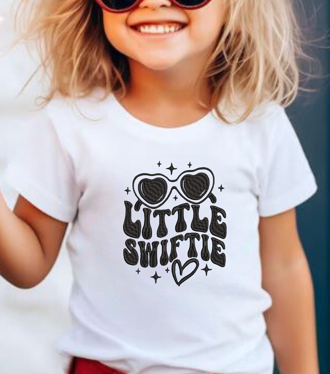 Little Swiftie Embroidery Design, Wavy Text, Swiftie Heart Glasses ...