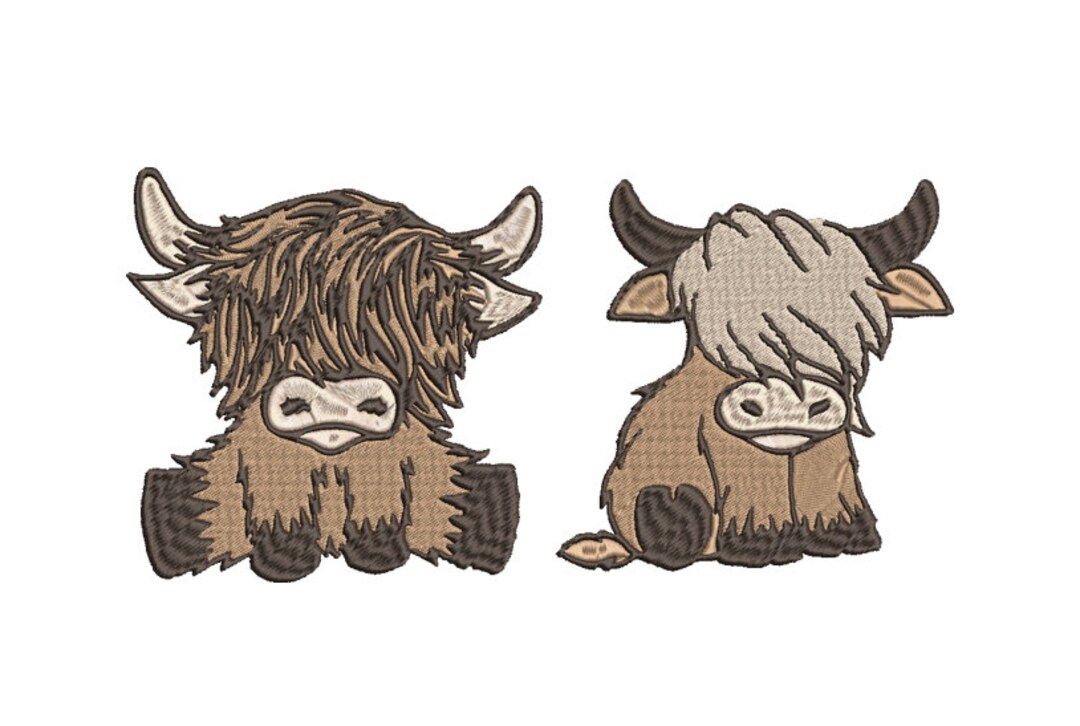 Farmhouse Embroidery Design, Highland Cow Set, Adorable Animals ...