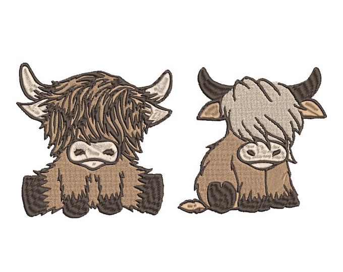 Farmhouse Embroidery Design, Highland Cow Set, Adorable Animals ...