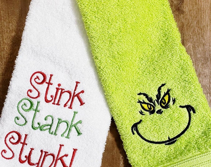 Stink Stank Stunk Hand Towel and Green Grinchy Monster Washcloth Set ...