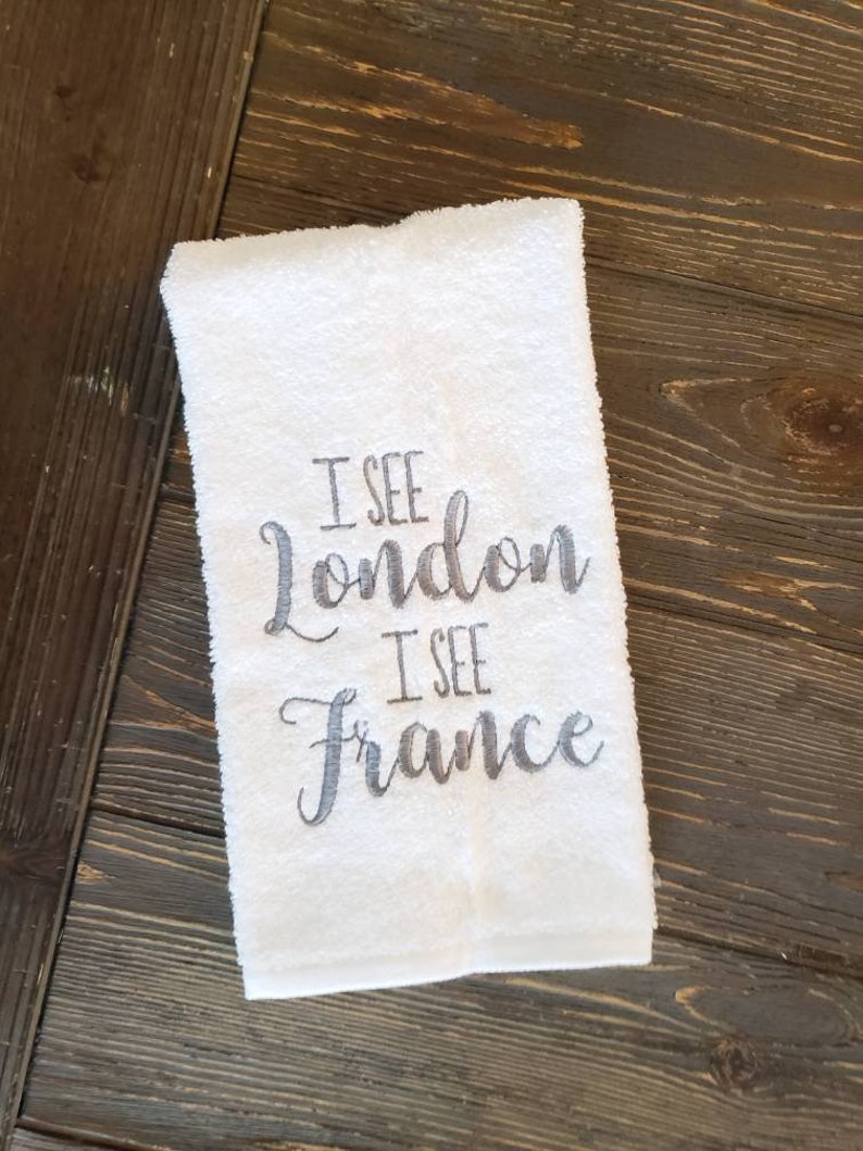Embroidered Bathroom Hand Towel I See London I See France - Etsy