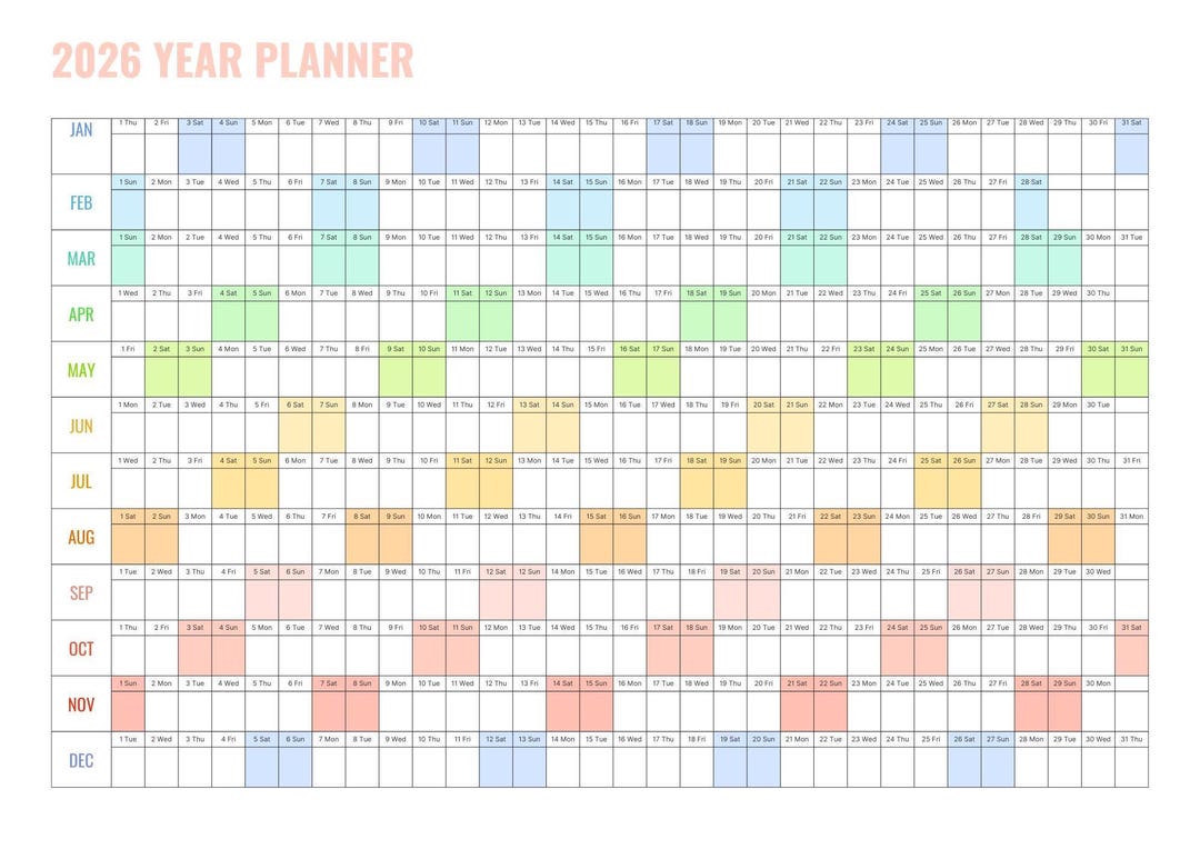 Year Planner Printable 2026/minimalist Annual Planner/goal Planning ...