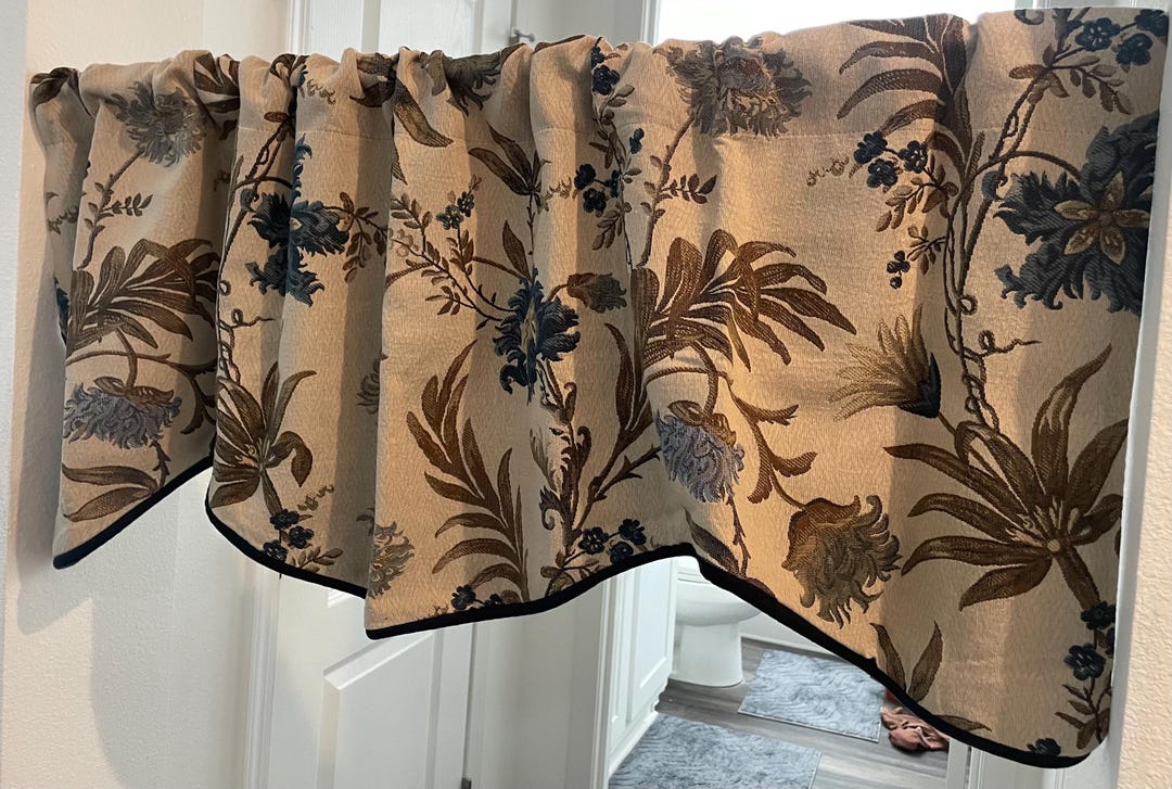 Victor Mills Lined Valance (1) , Velveteen Piping Edge, 19” (longest ...