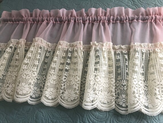 Valance 2 Sheer Pink With 10 Lace Ruffle 60 X 17-1/2 - Etsy