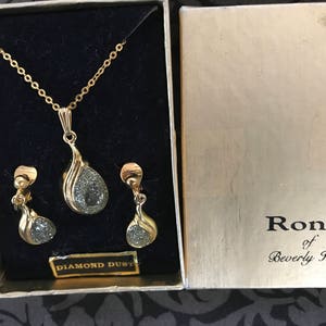 Ronte' of Beverly Hills Diamond Dust 18" Chain With Clip Earrings in ...