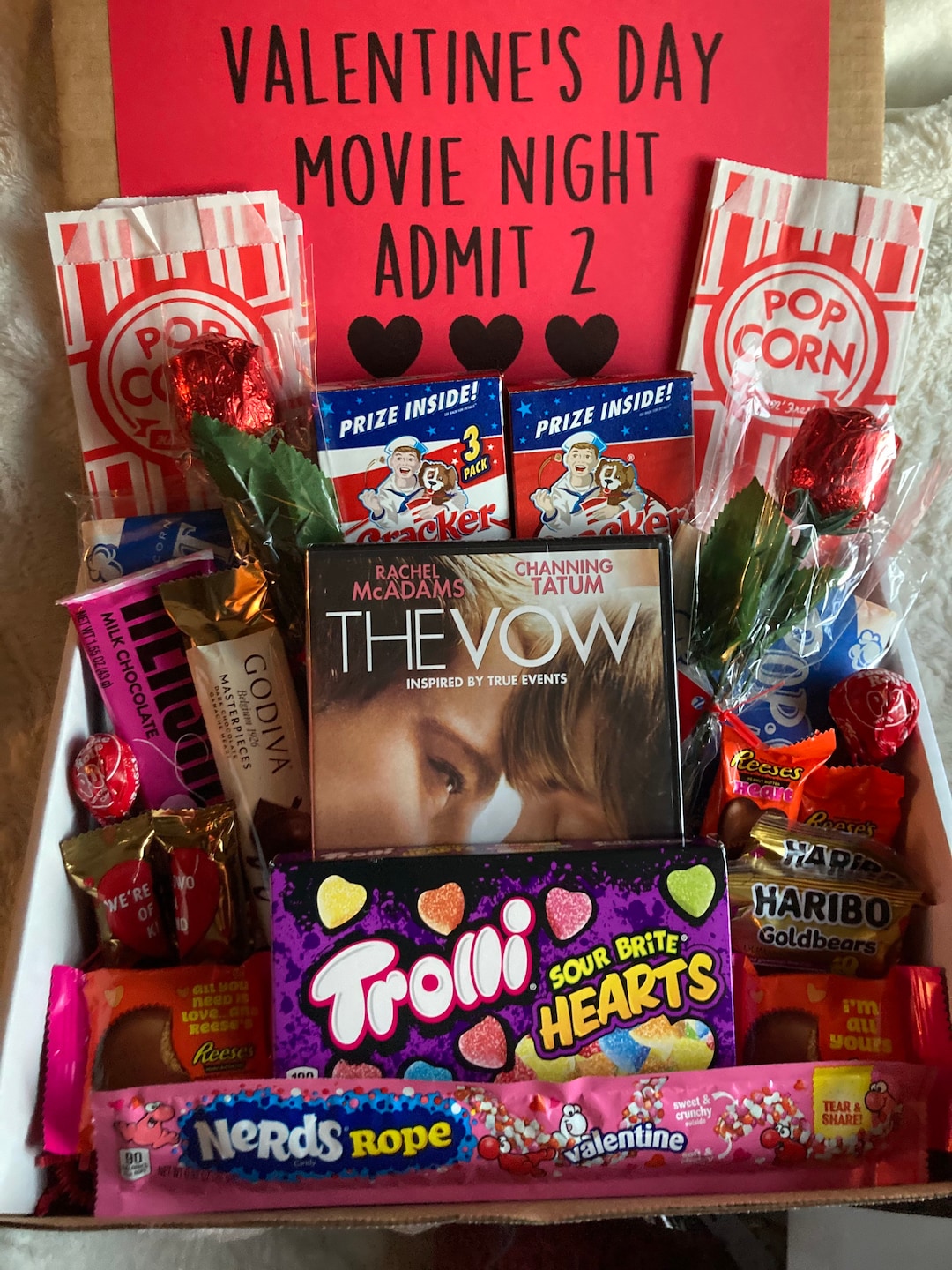 Valentine's Movie Night Gift Set, Movie Theatre Box, Candy Gift Set ...