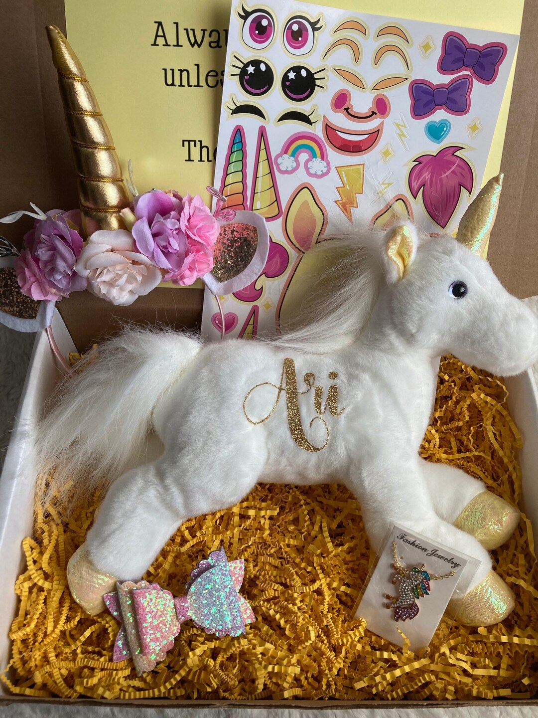 Personalized Unicorn Plush Gift Set, Unicorn Doll, Unicorn Stuffed ...
