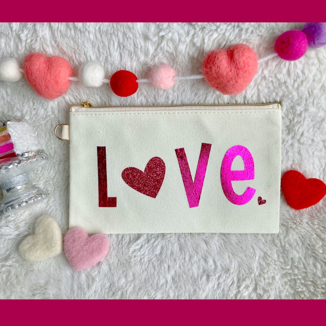 Love Pouch, Gift Pouch, Makeup Bag, Valentine, Valentine's, LOVE, Heart ...