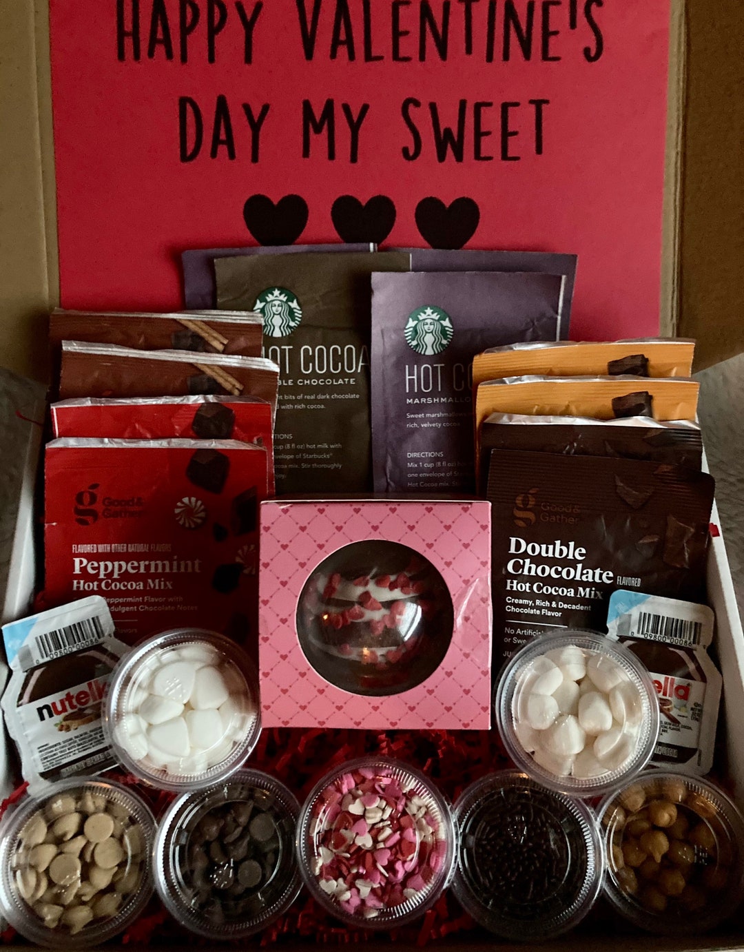 Hot Cocoa Care Package, Hot Cocoa Set, Hot Cocoa Bar, Valentine, Heart ...
